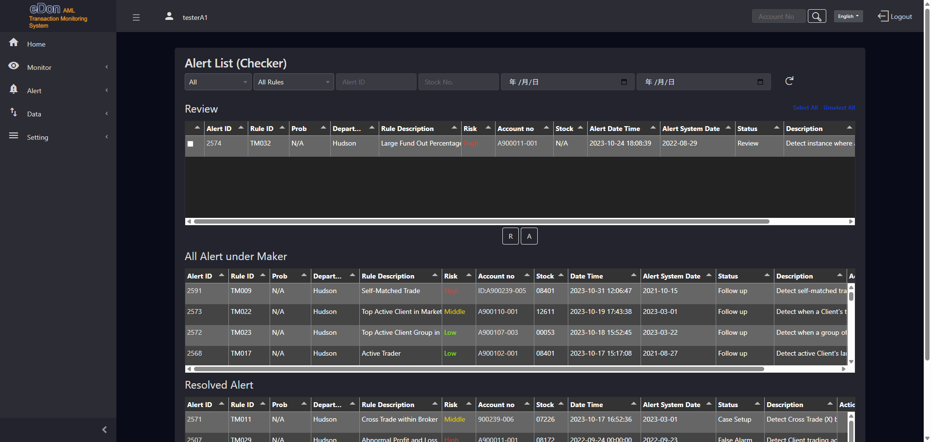eDon AML Transaction Monitoring System | 億東金融科技有限公司